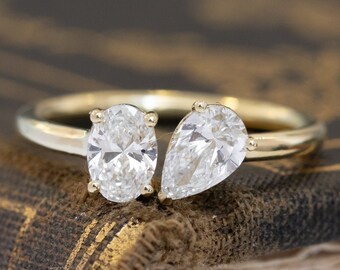 Two Stone Engagement Ring | Etsy