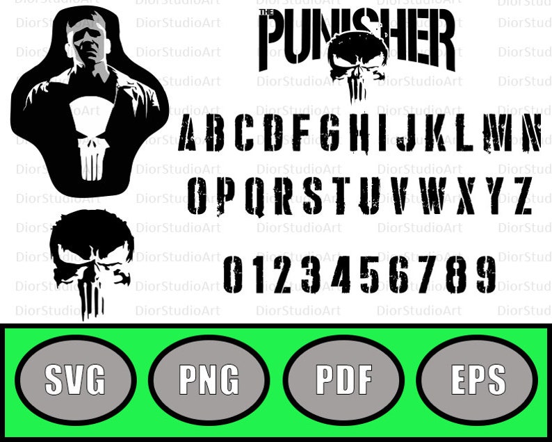Punisher Font Punisher Alphabet Punisher Letters Punisher | Etsy