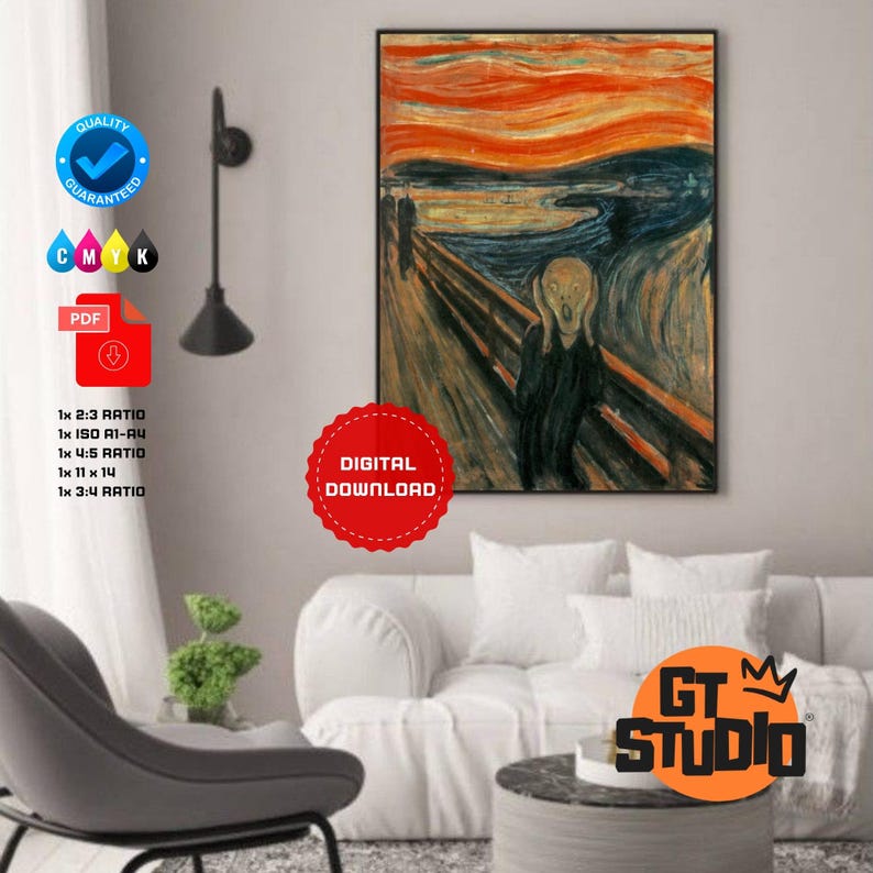 Edvard Munch the Scream Classic Art - Printable Wall Art ...