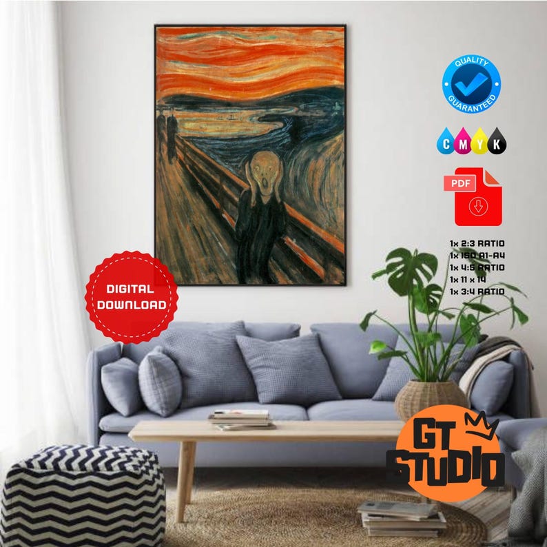 Edvard Munch the Scream Classic Art - Printable Wall Art ...