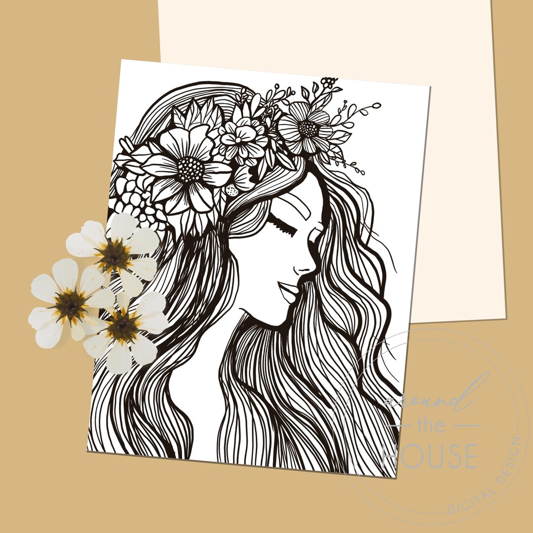 Flower Girl Digital Download Coloring Page 8.5x11 - Etsy
