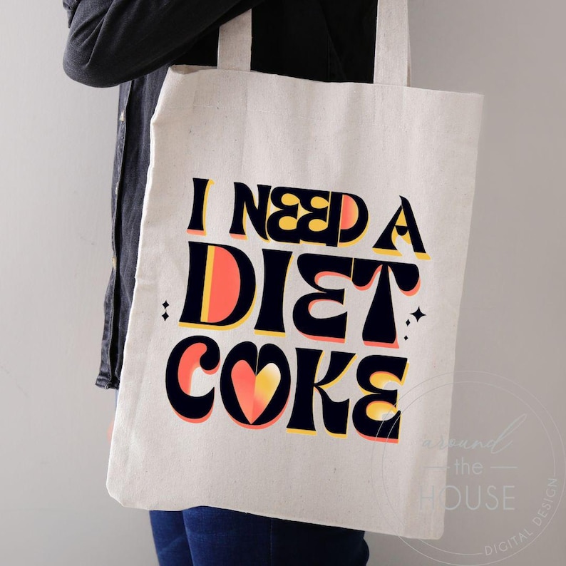 Retro Tote Bag, Funny Diet Coke Bag, Cute Reusable Shopping Bag ...