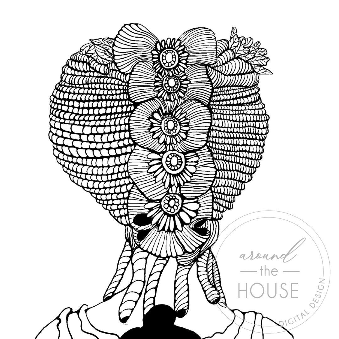 Detailed Queen Catherine Wig Coloring Page - Bridgerton Inspired - 8 ...