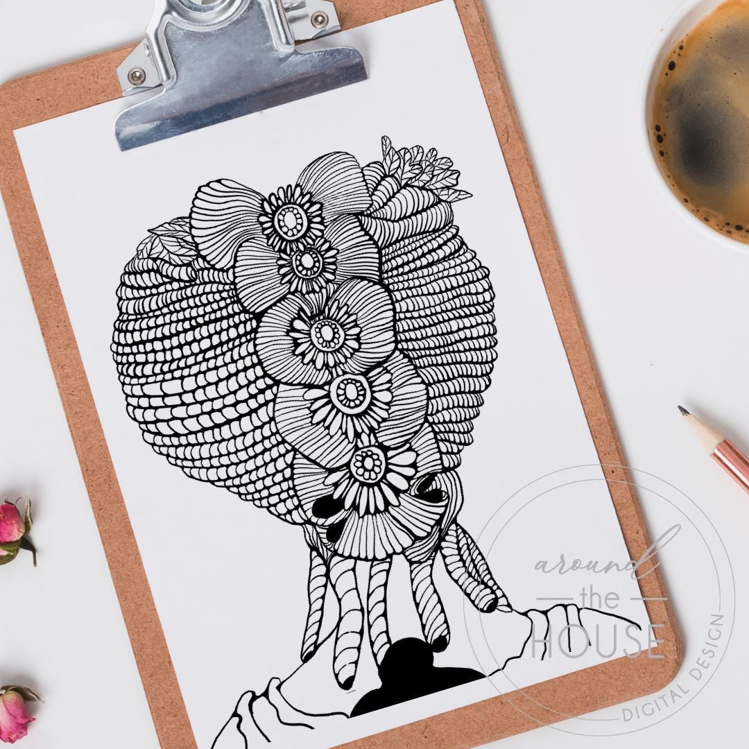 Detailed Queen Catherine Wig Coloring Page - Bridgerton Inspired - 8 ...