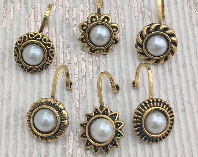 Gold Nose Ring Pearl Nose Ring Clip On Nose Pin Antique Gold Nose
