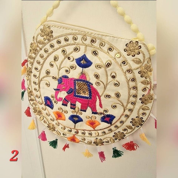 Handmade Embroidered Shoulder Handbag Colorful Indian - Etsy