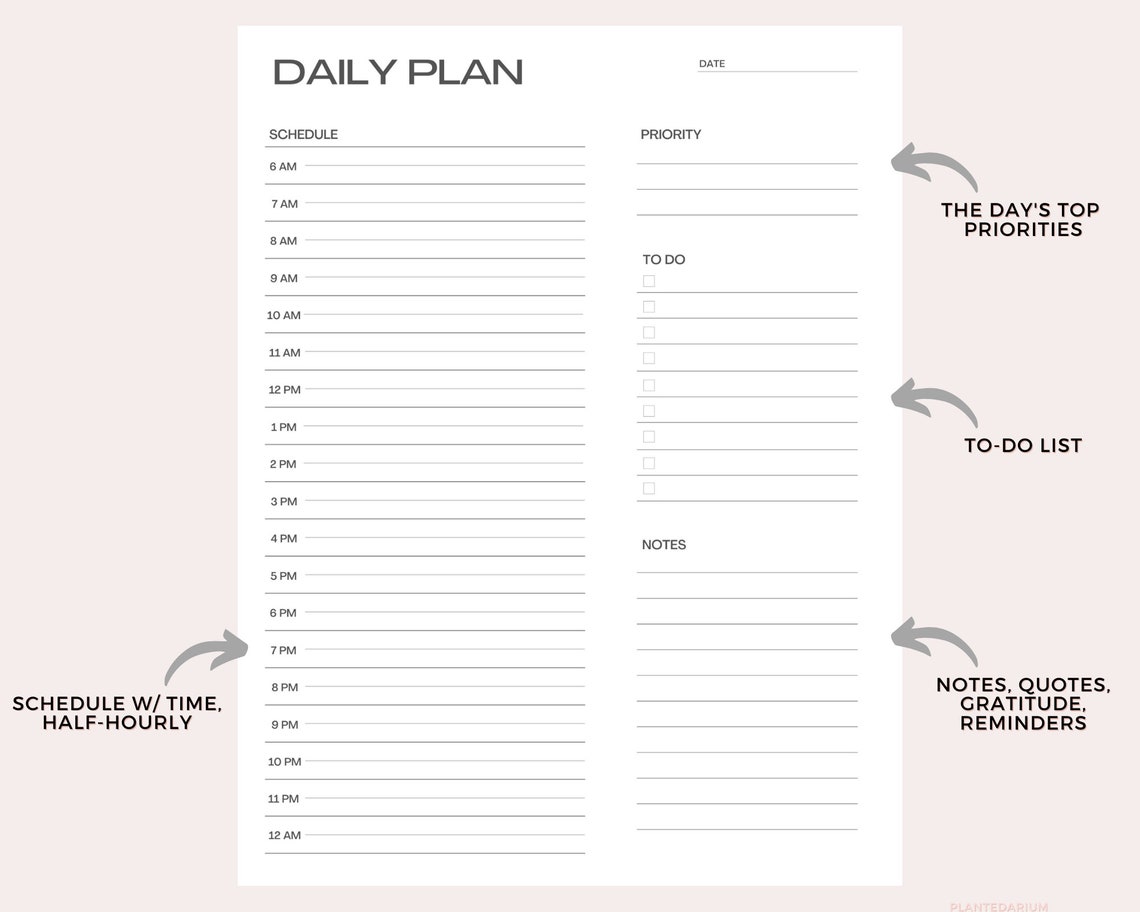 Daily Planner Printable, Daily Schedule Printable, Weekly Schedule | A4 ...