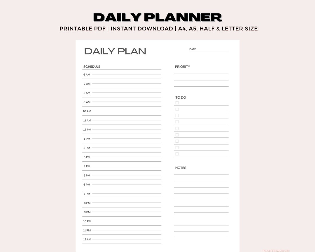 Daily Planner Printable, Daily Schedule Printable, Weekly Schedule | A4 ...