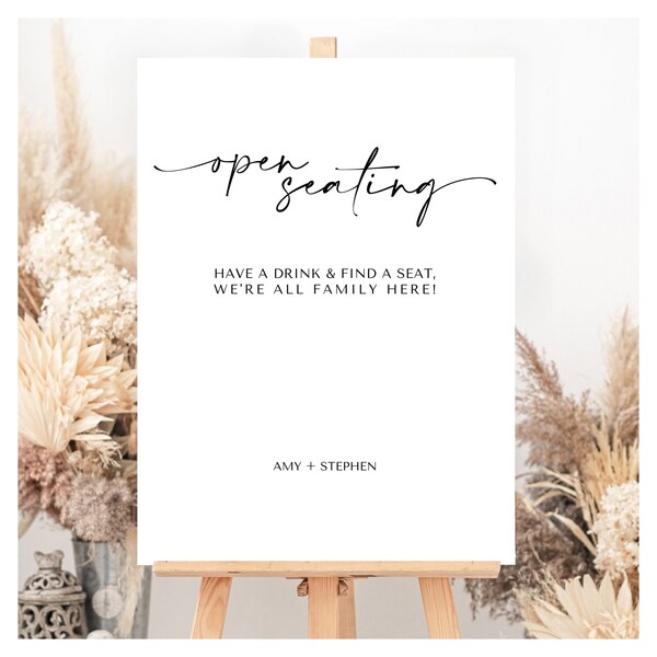 Open Seating Sign No Assigned Seats Template - Etsy