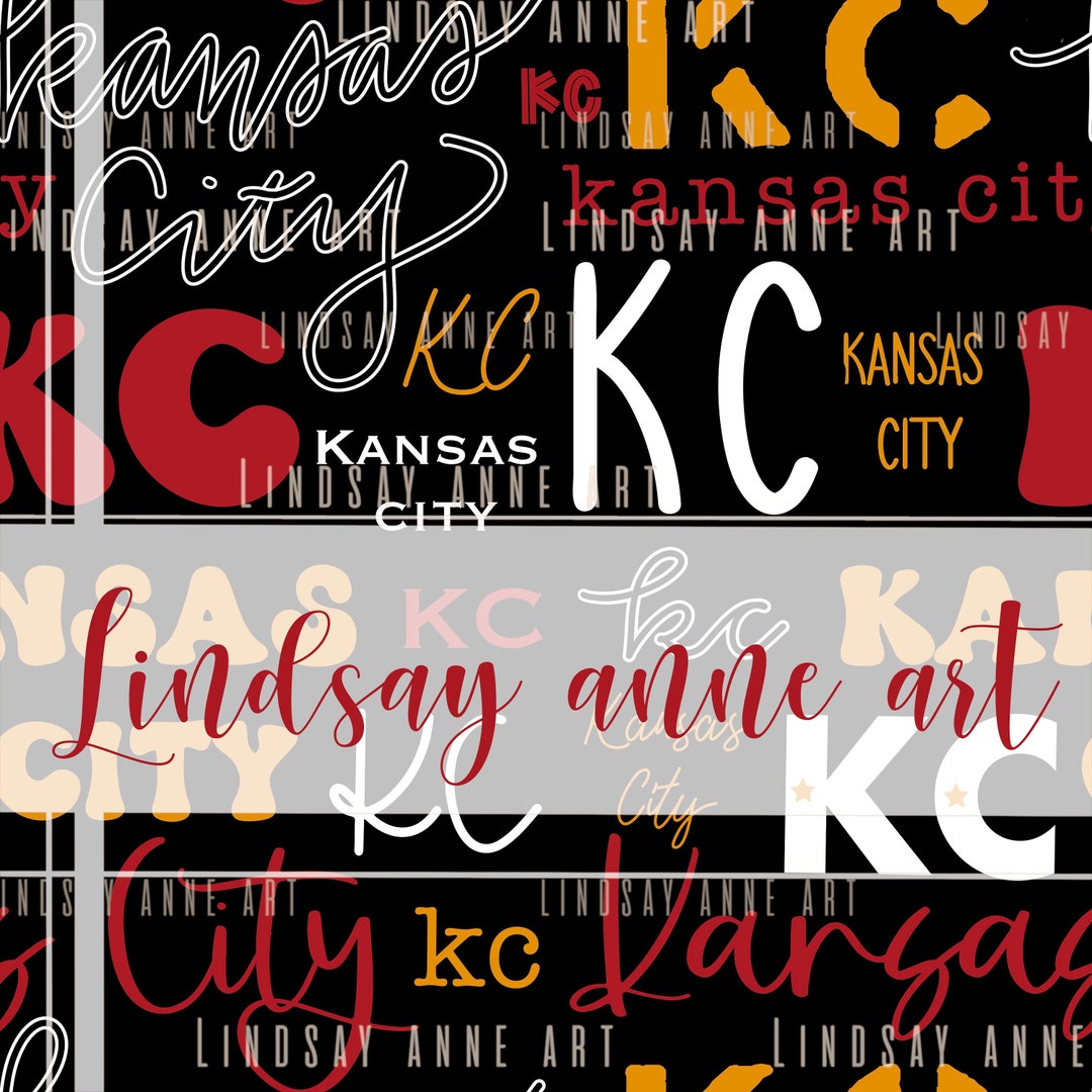 Kansas City Typography Seamless Pattern - Seamless KC Jpeg - Football ...