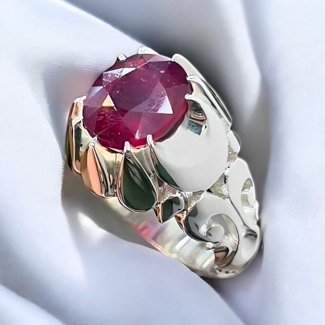Oval Cut Ruby Ring, Mens Ruby Ring, Handmade Ring, 925 Solid Sterling ...