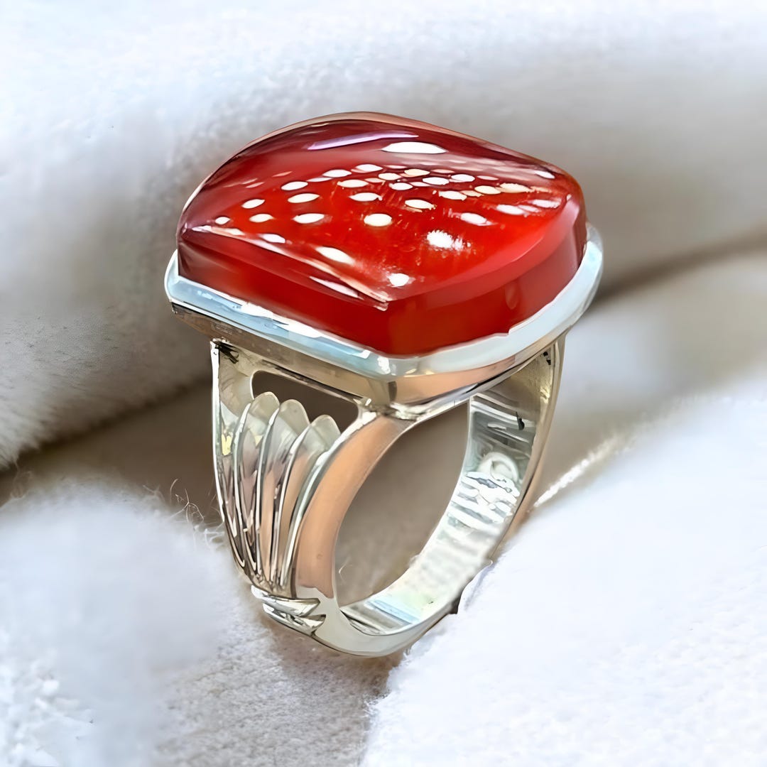 Handmade Sterling Silver Red Agate Ring, Mens Statement Jewelry - Etsy