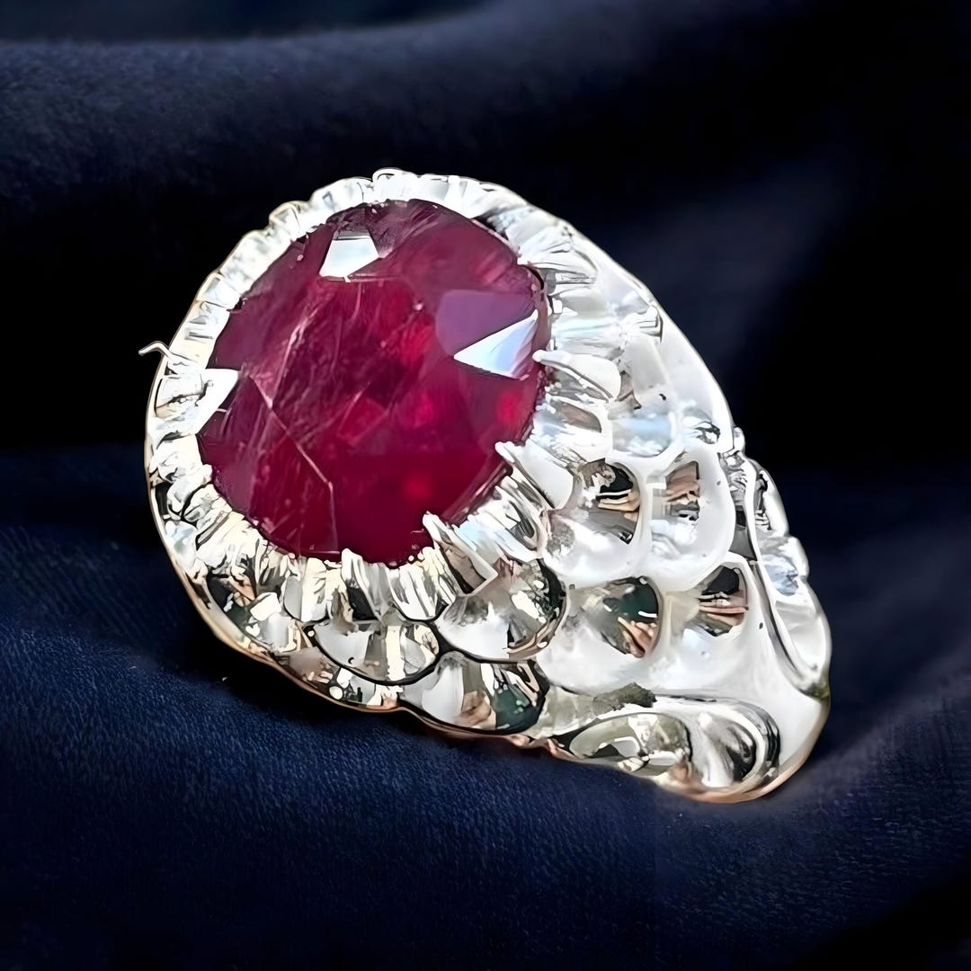 Blood Red Ruby Ring, Mens Ruby Ring, Handmade Ring, 925 Solid Sterling ...