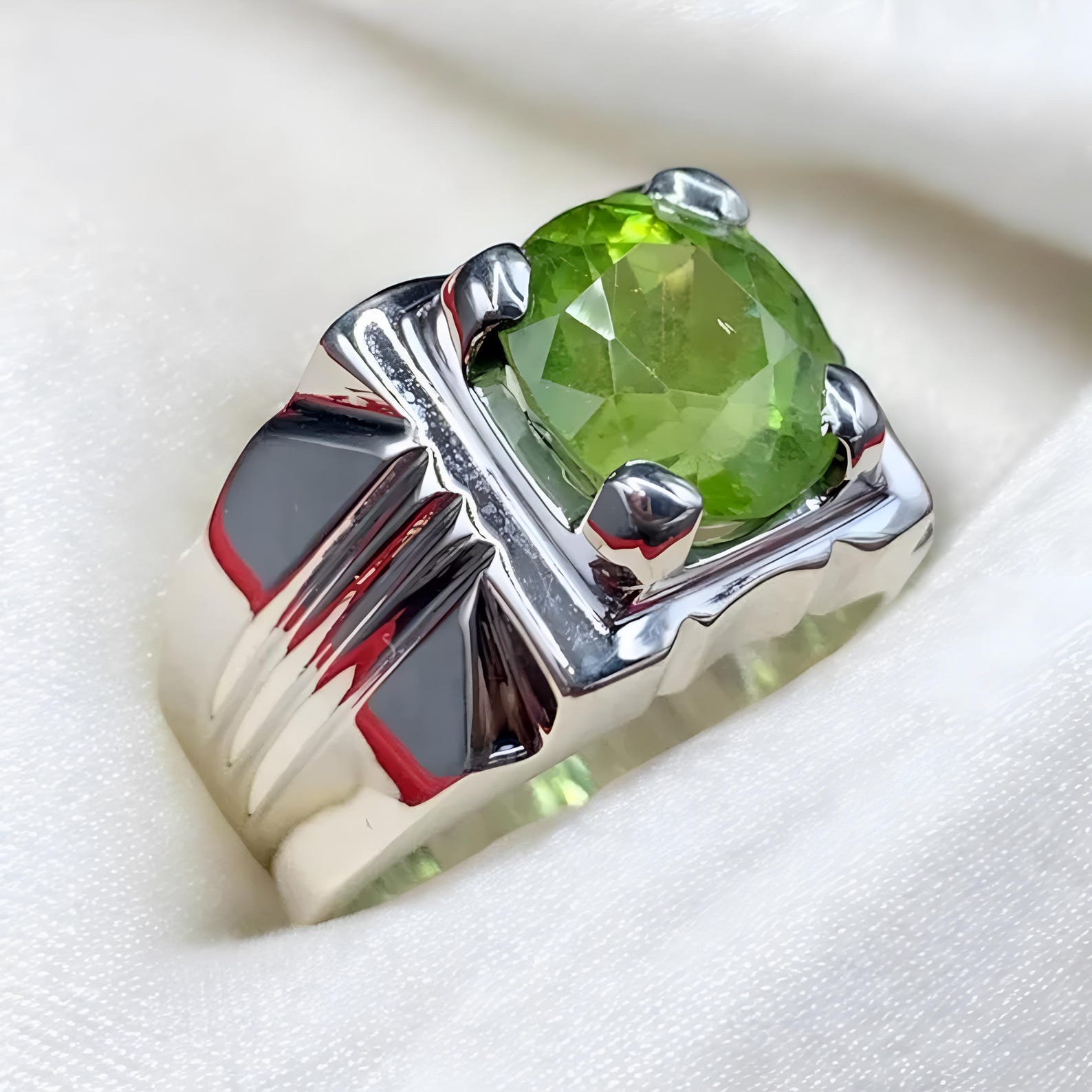 Natural Peridot Ring Unheated Untreated Rich Vived Green Stone Rings ...