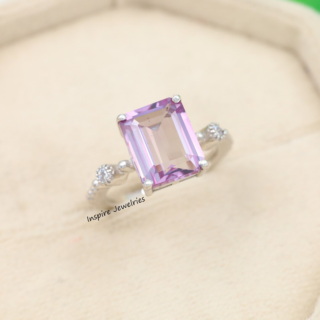 Buy Emerald Cut Alexandrite Ring, 9x11 MM Big Stone Alexandrite ...