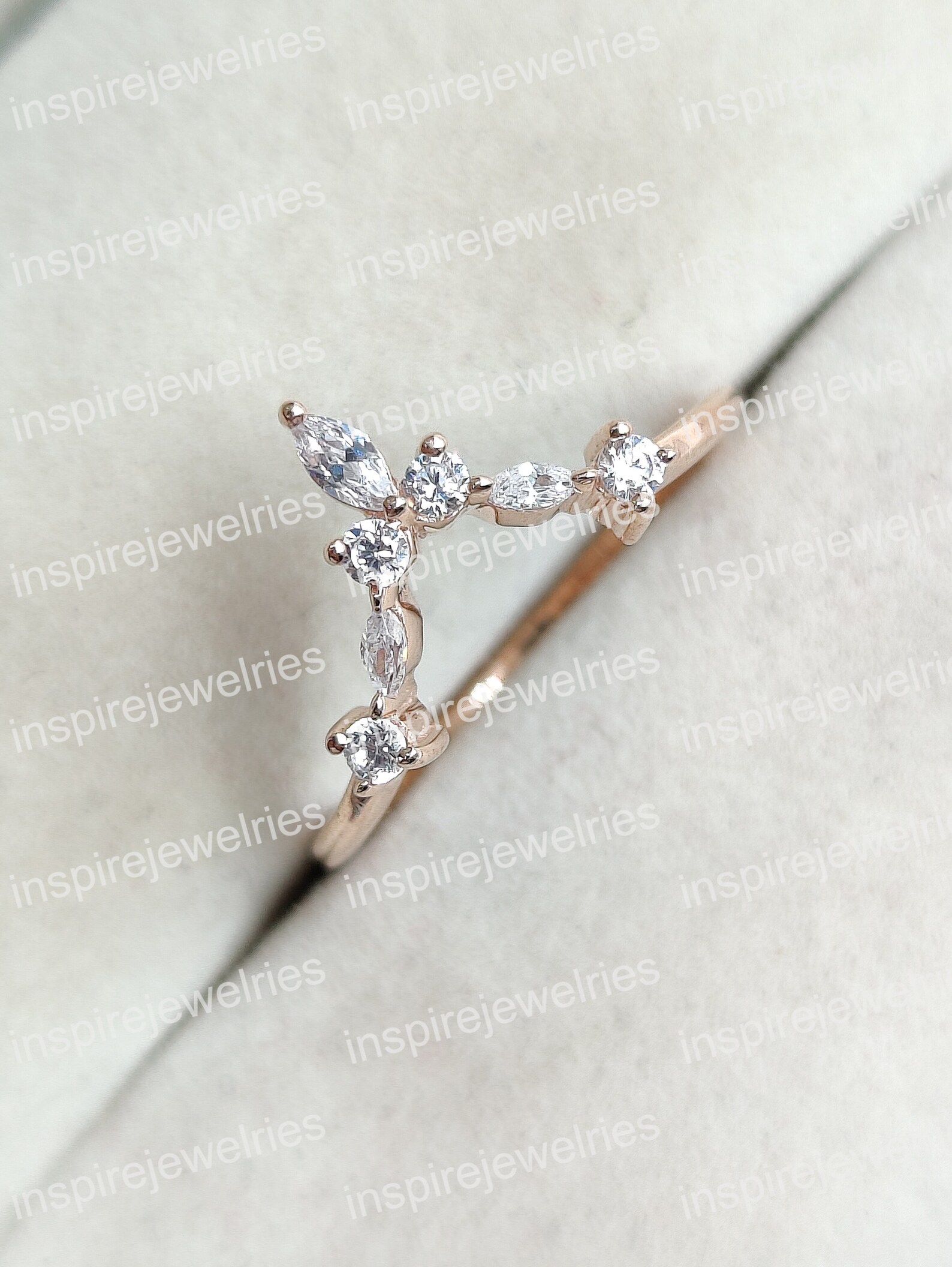 Wedding Band Chevron Wedding Band Marquise Wedding Band - Etsy