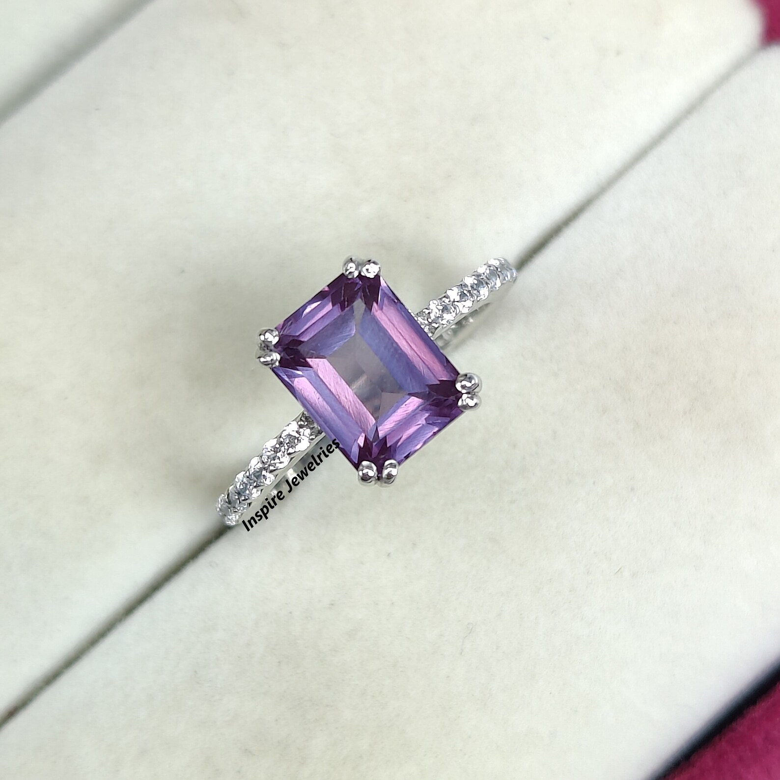 Emerald Cut Alexandrite Engagement Ring Vintage Alexandrite - Etsy