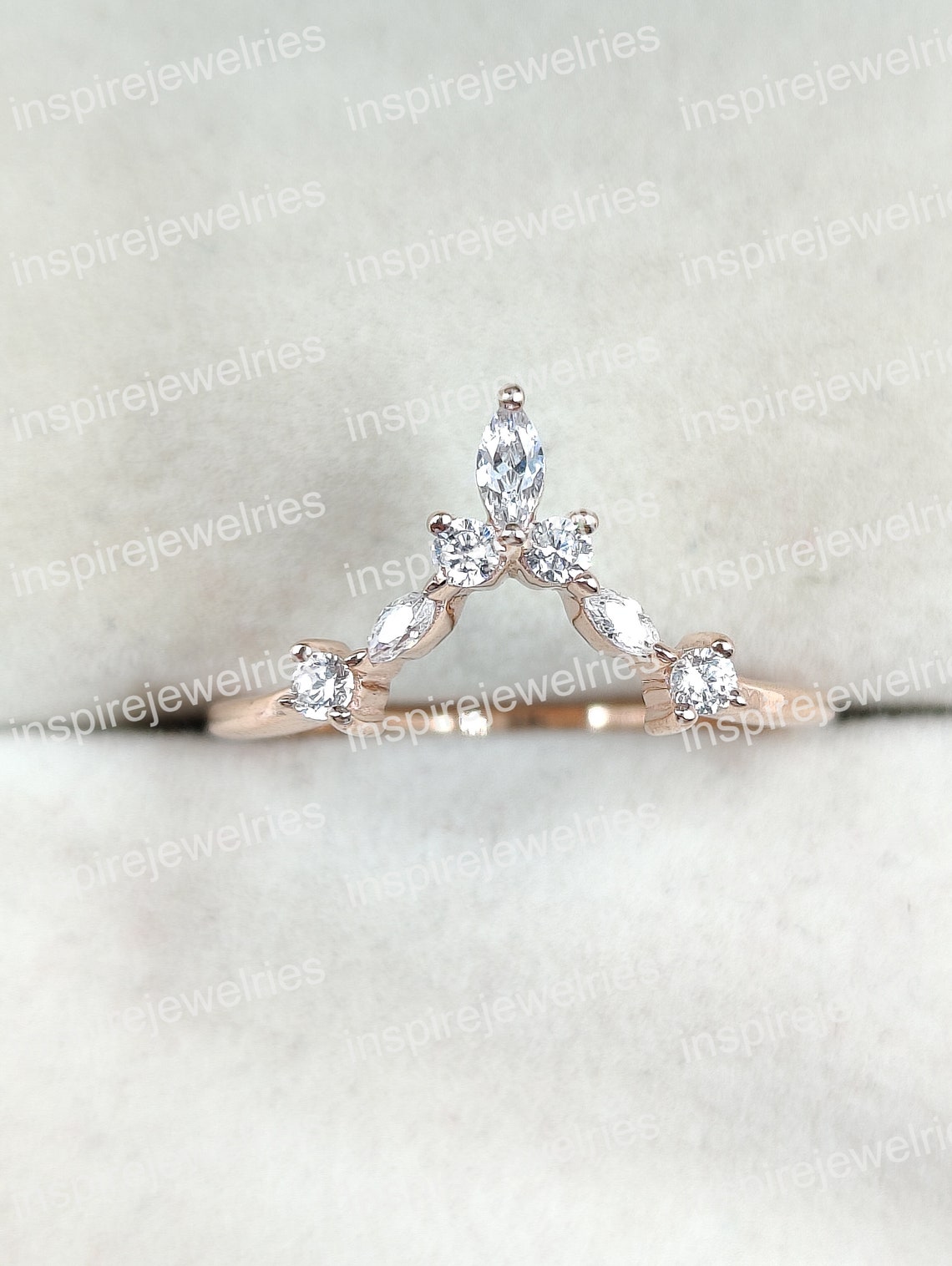 Wedding Band Chevron Wedding Band Marquise Wedding Band - Etsy