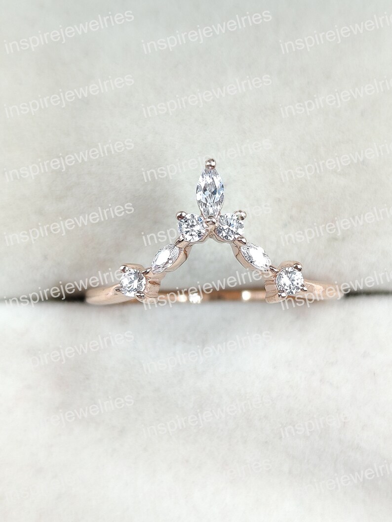 Wedding Band Chevron Wedding Band Marquise Wedding Band - Etsy