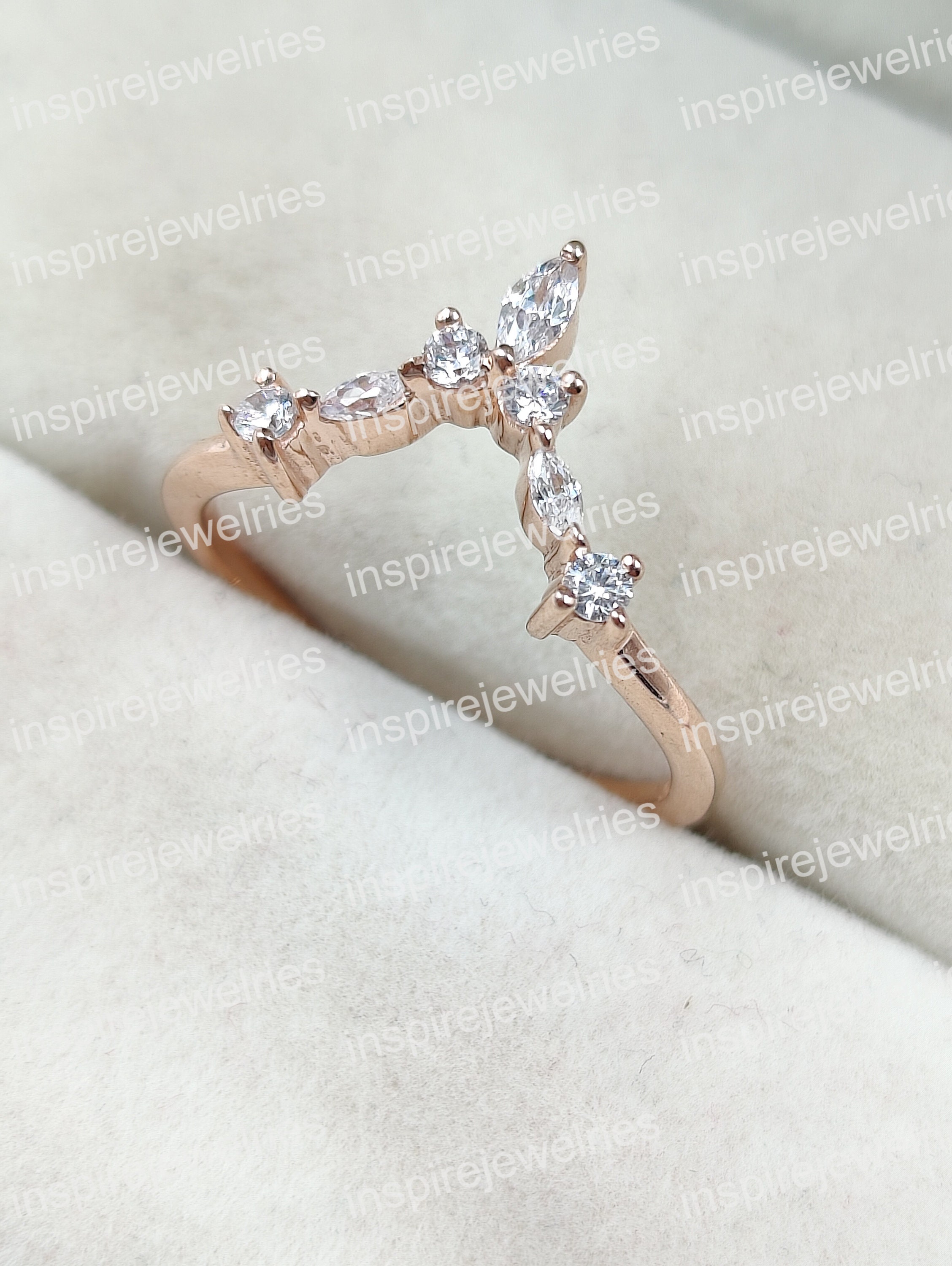 Wedding Band Chevron Wedding Band Marquise Wedding Band - Etsy