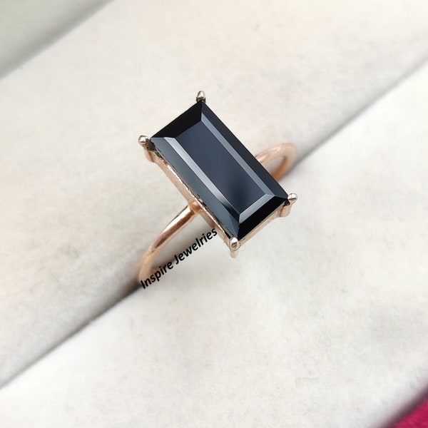 Onyx Rectangular Engagement Ring - Etsy