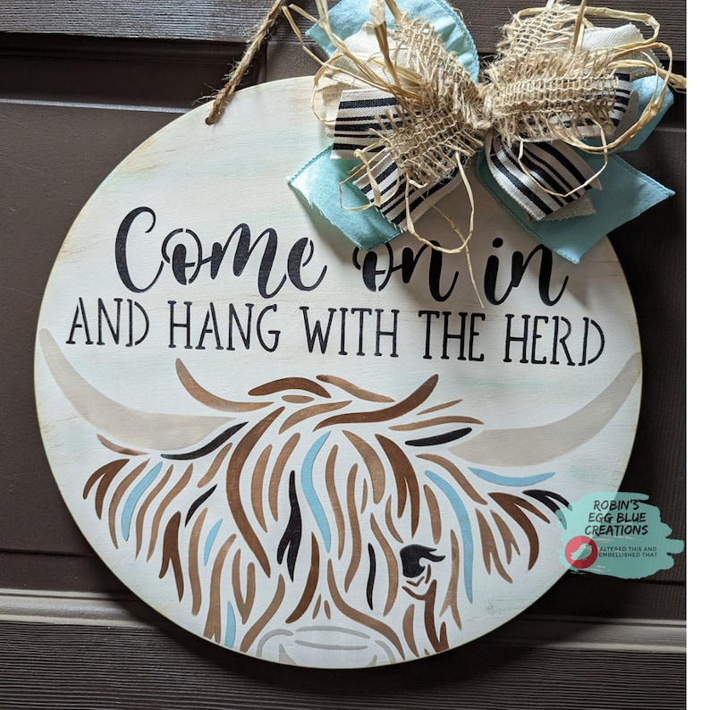 14" Highland Cowdoor Hanger / Wecome / Door Round / Door Hanger / Porch ...