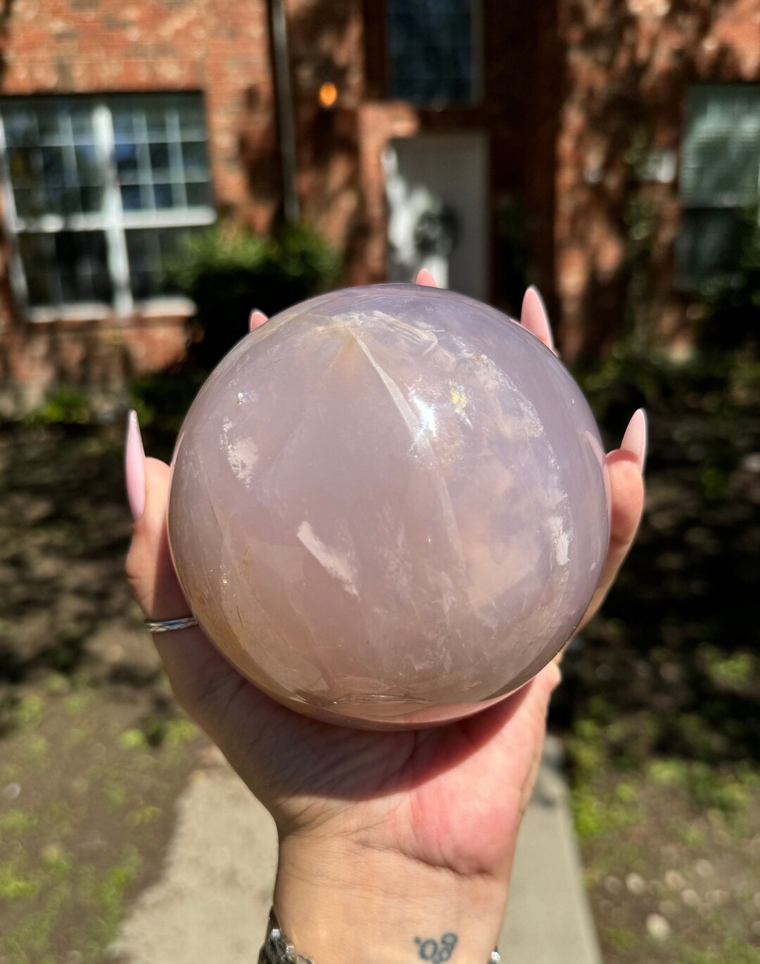 104mm (4.17in) Gorgeous Gemmy Girasol Star Blue Rose Quartz Sphere ...