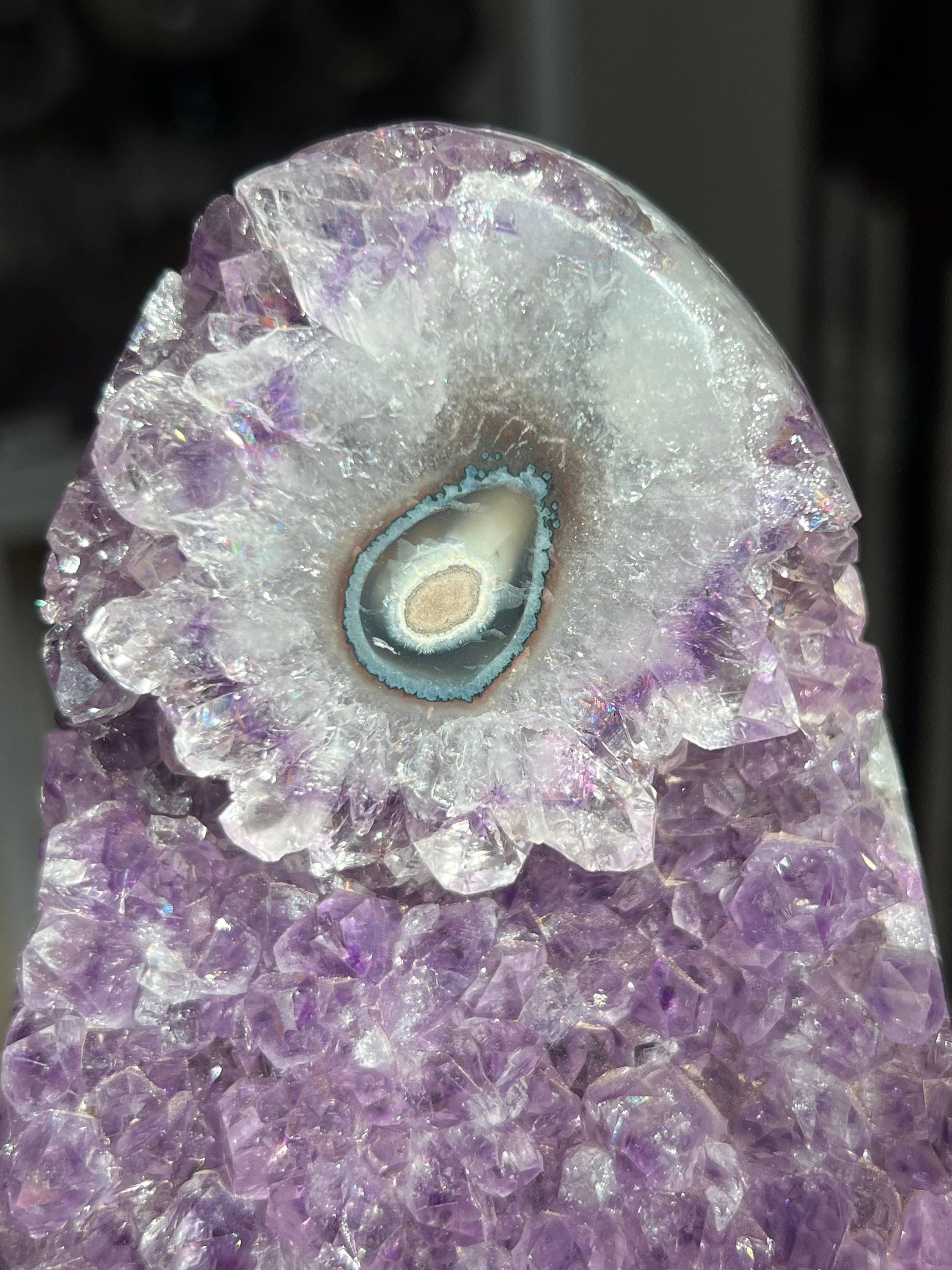 Juicy Purple Amethyst Quartz W/flower jasper Stalactite Eye Cut Base ...