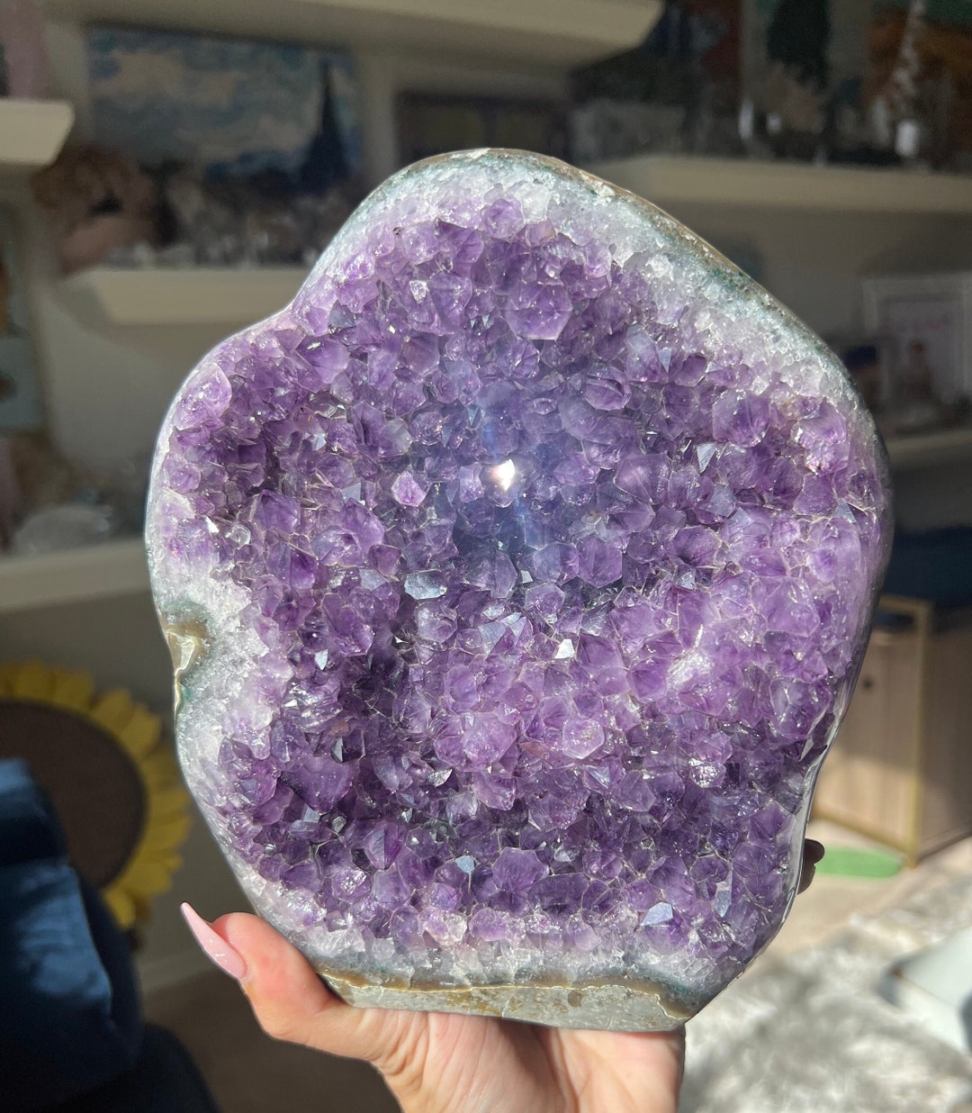 Juicy Amethyst Quartz Geode Cut Base Green Quartz Jasper Banding With ...