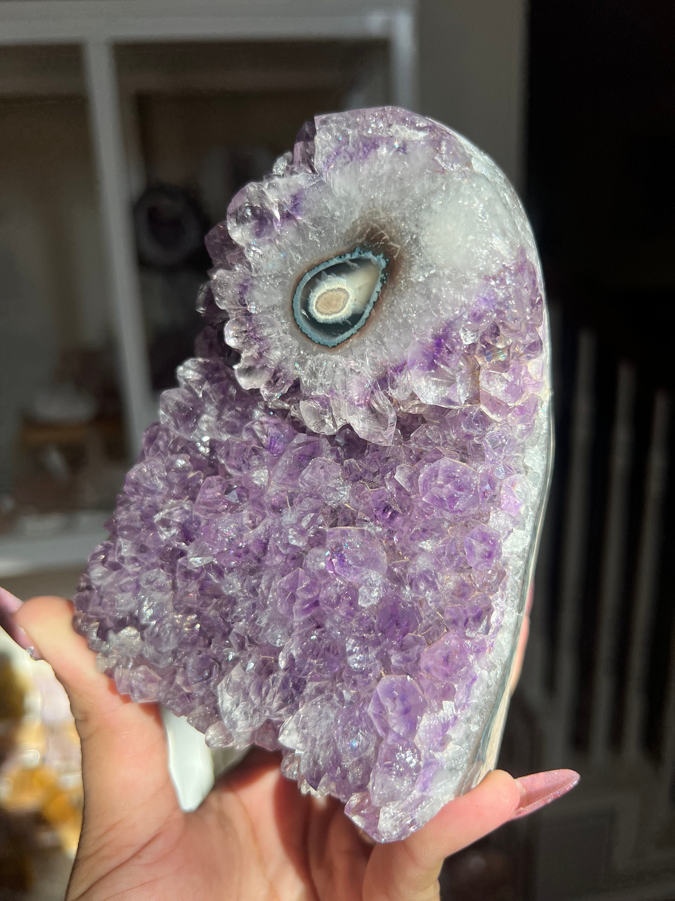 Juicy Purple Amethyst Quartz W/flower jasper Stalactite Eye Cut Base ...