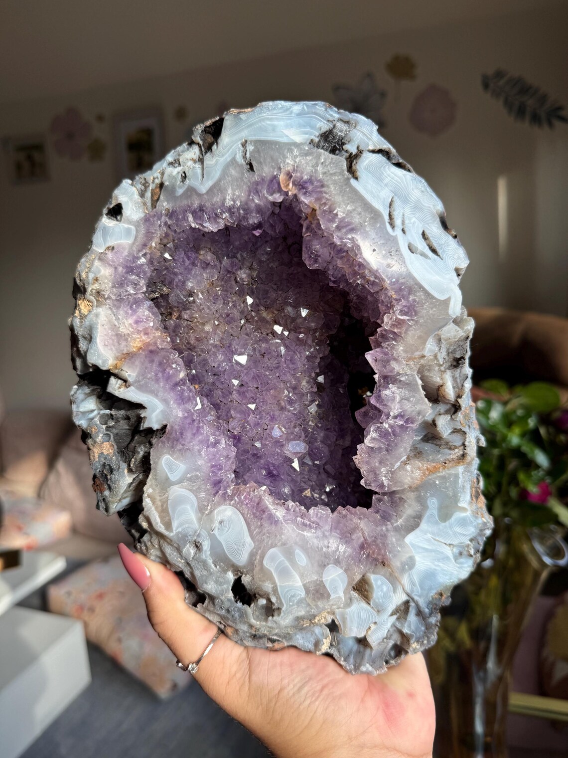 XL Amethyst Geode With Unique Blue Agate Banding - Madagascar Earth ...