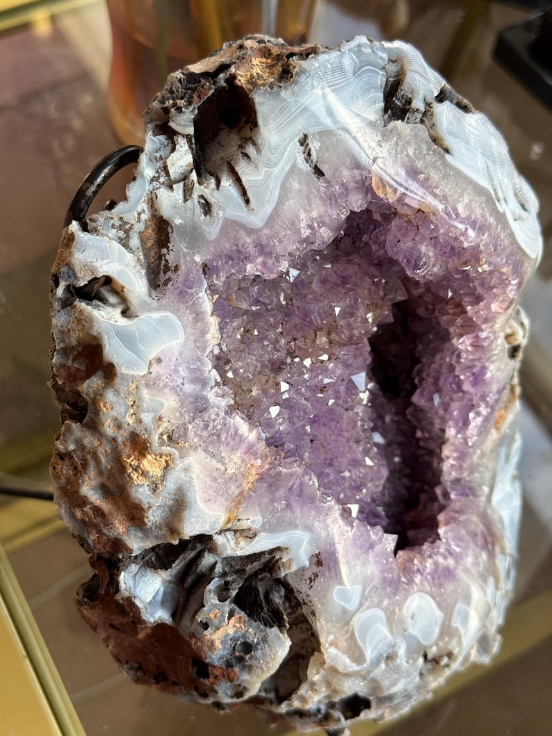 XL Amethyst Geode With Unique Blue Agate Banding - Madagascar Earth ...