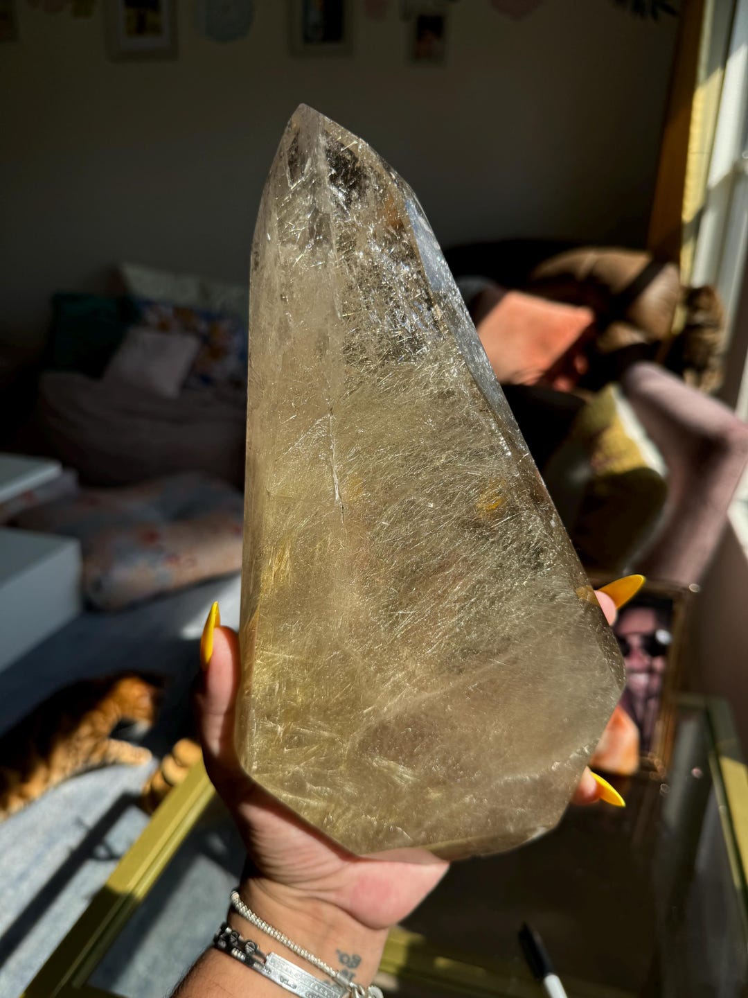 Golden Fire Hair Rutilated Tabular Citrine Lemurian With Elestial ...