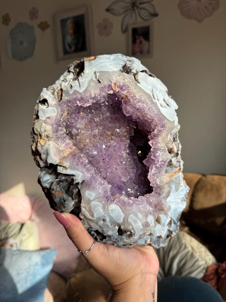 XL Amethyst Geode With Unique Blue Agate Banding - Madagascar Earth ...