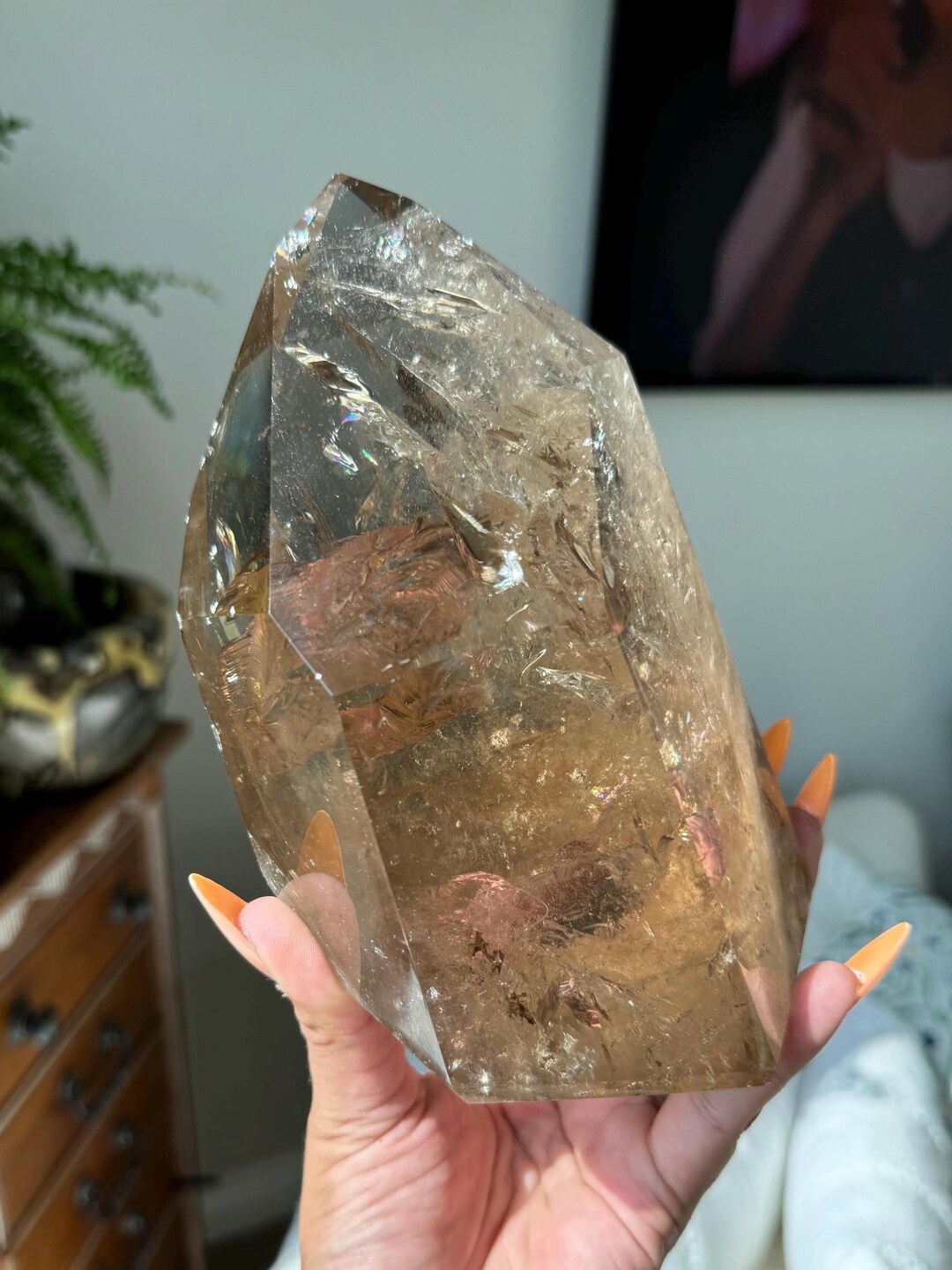 High Grade Rare XL Translucent Deep Honey Smoky Cognac Citrine Phantom ...