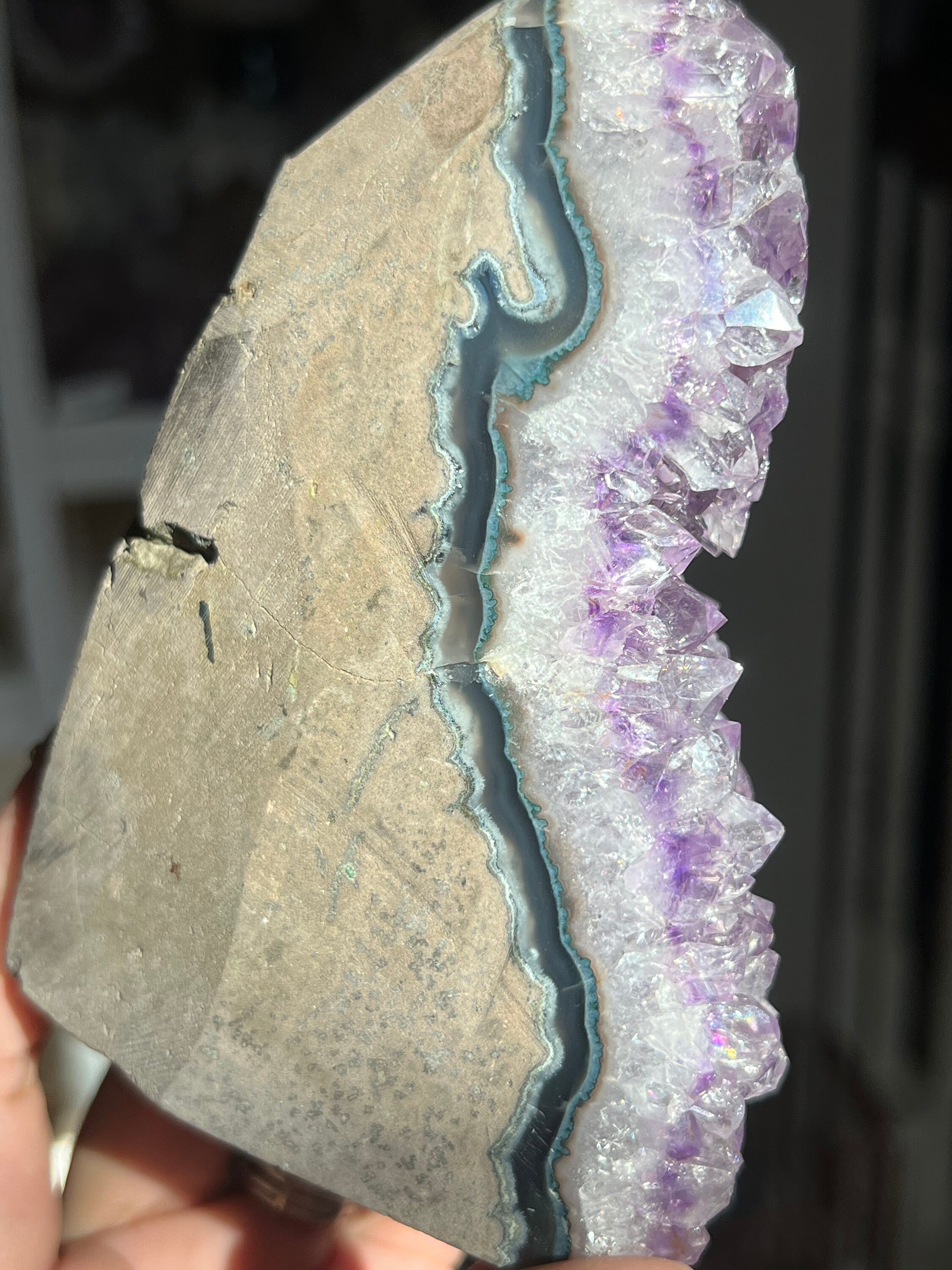 Juicy Purple Amethyst Quartz W/flower jasper Stalactite Eye Cut Base ...