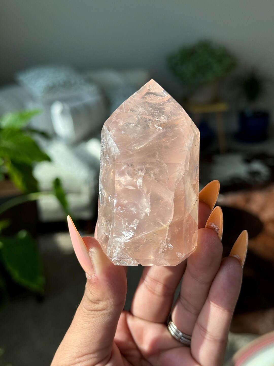 High Grade Gemmy Girasol Star Rose Quartz Tower Point ~ Brazil Earth ...