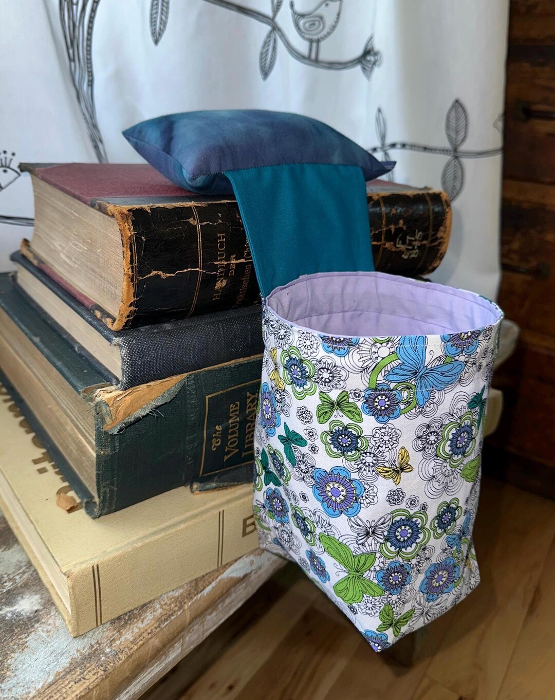 Green and Blue Butterflies & Flowers Pin Cushion and Thread Catcher - Etsy