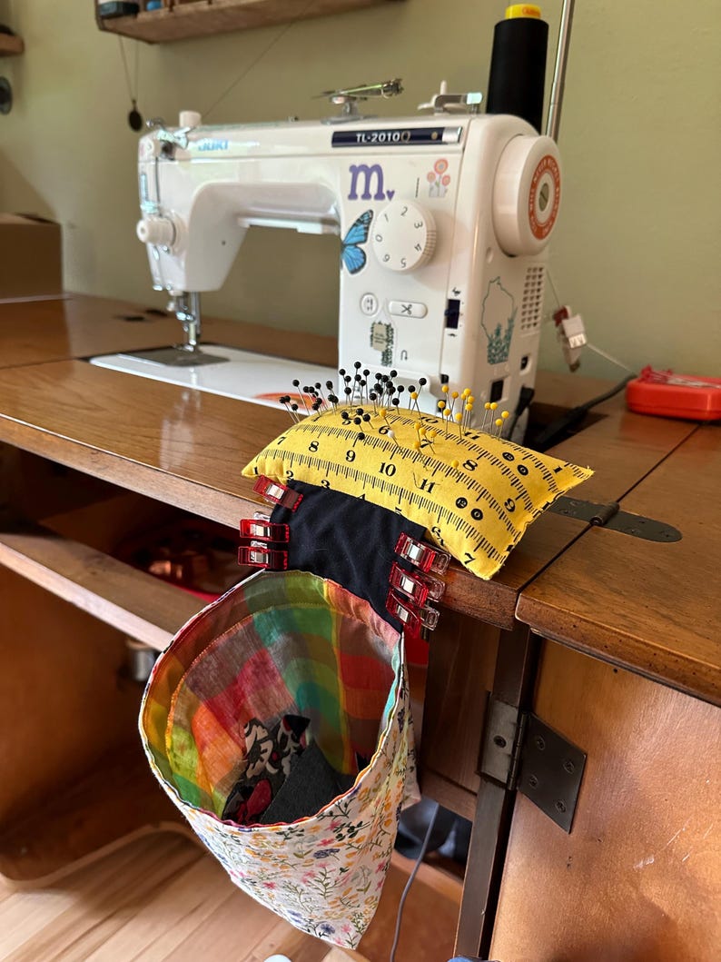 Teal & Purple Pin Cushion and Thread Catcher - Etsy