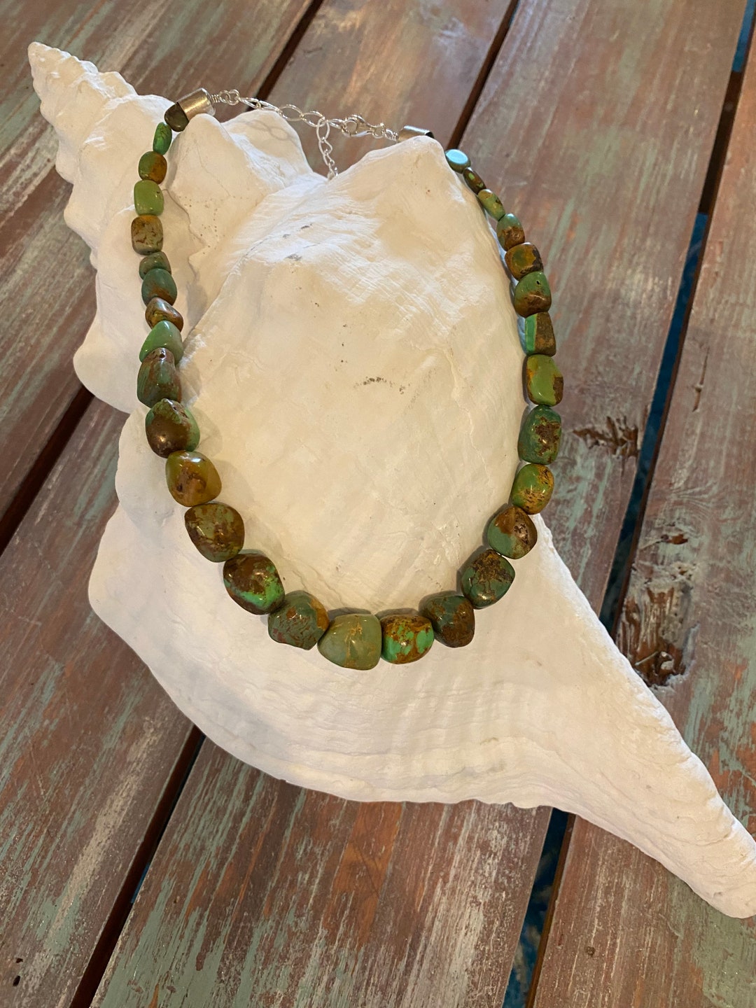 Jay King DTR Green Nugget Turquoise Graduated Sterling 17-20 Inch - Etsy