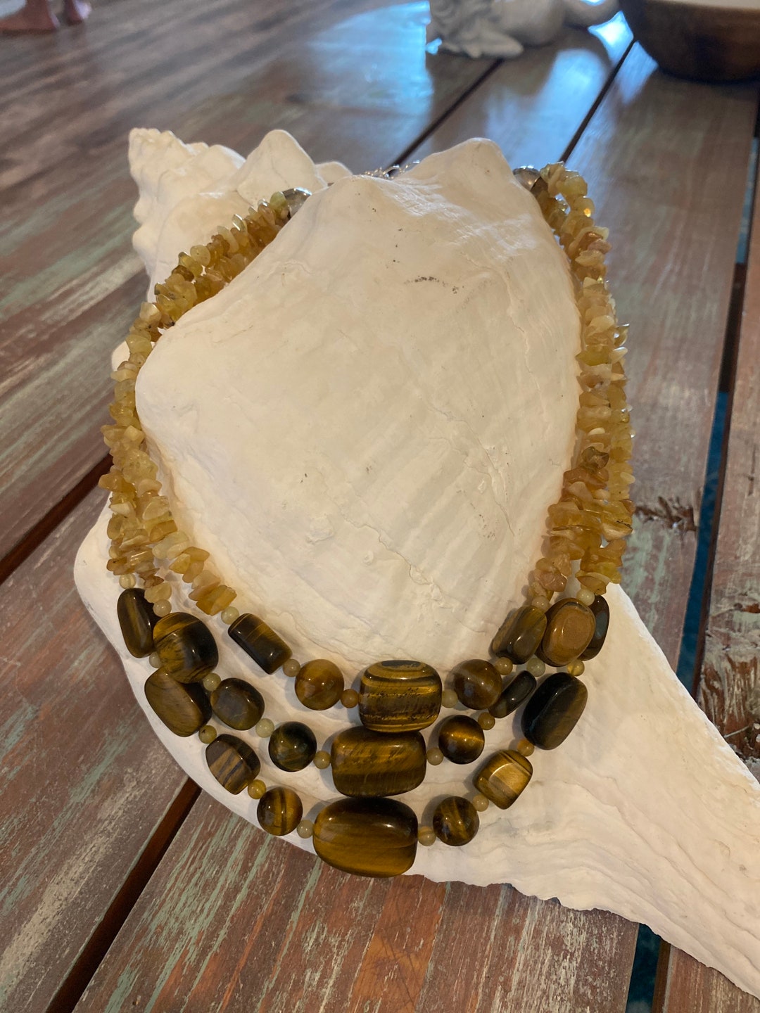 Jay King 3 Strands Tiger Eye and Yellow Opal - Etsy