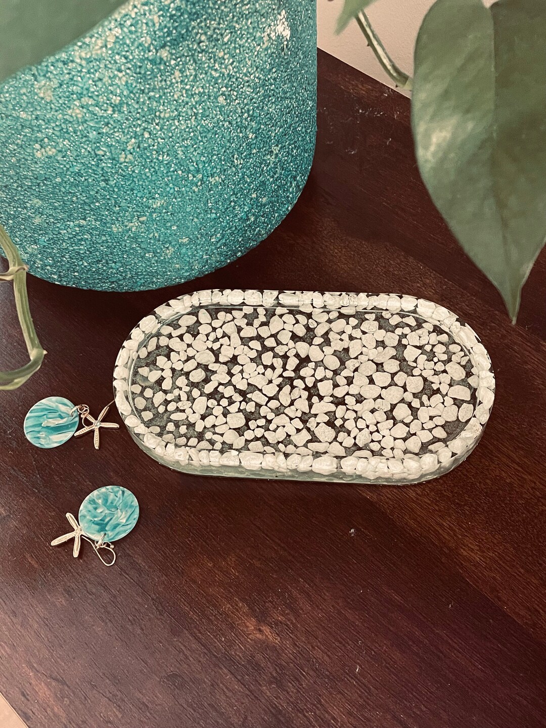 Pebble Trinket Tray | Shimmer Jewelry Holder | Boho Ring Dish | Beach ...
