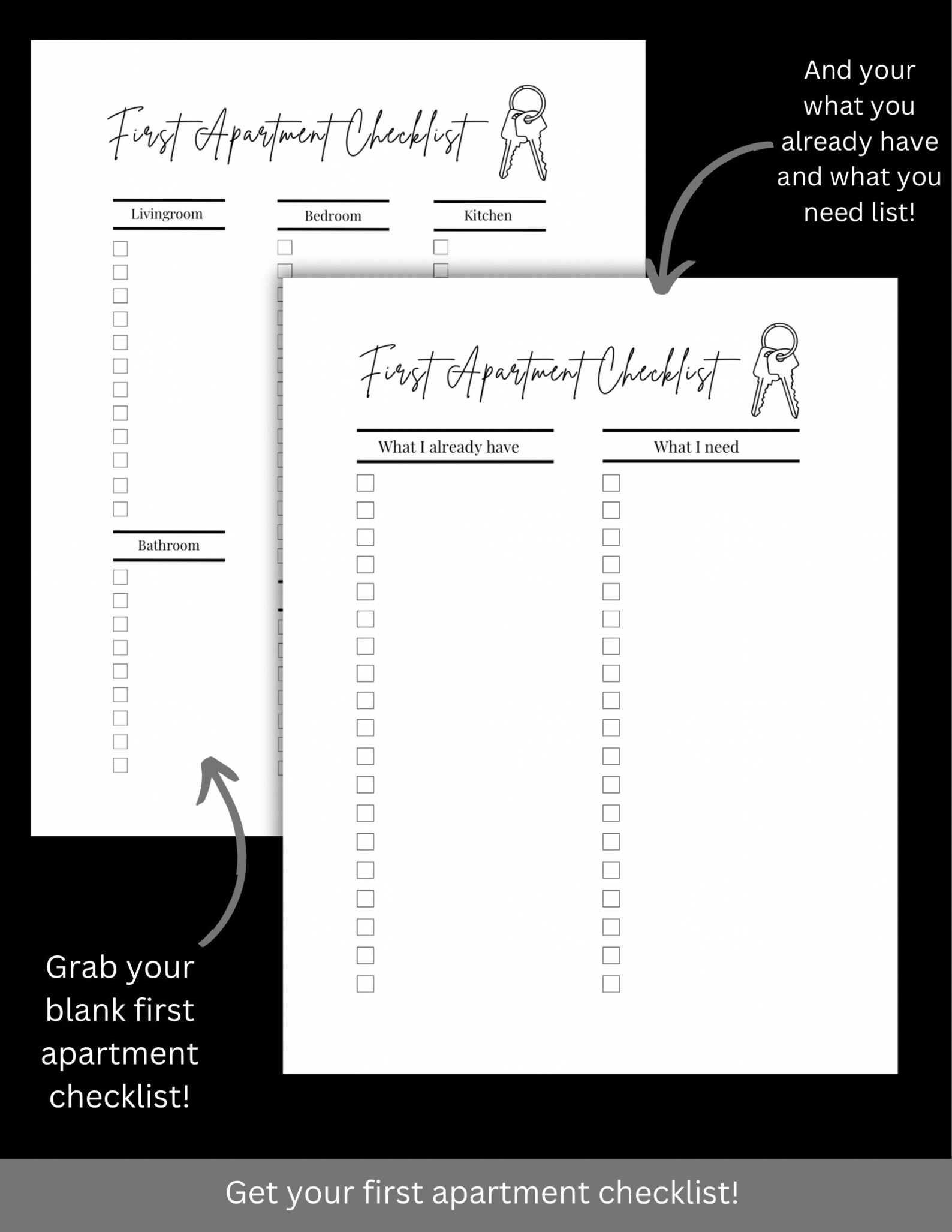 Ultimate First Apartment Checklist Printable for Moving in New Home ...