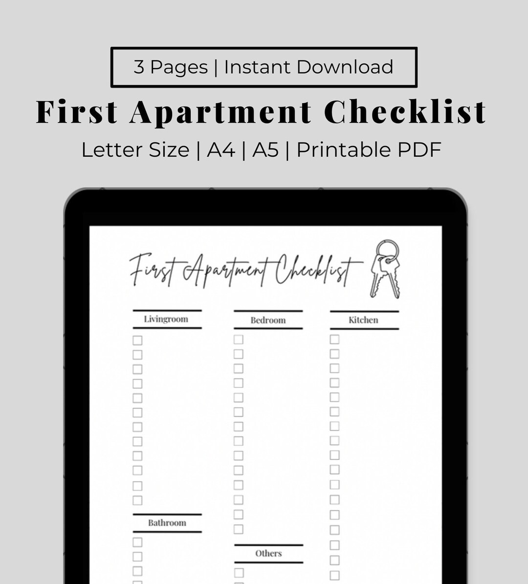 First Apartment Checklist Printable Moving Planner New Home Essentials SVG Moving Guide First ...