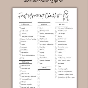 First Apartment Checklist Printable for Moving Out Planner New Home ...
