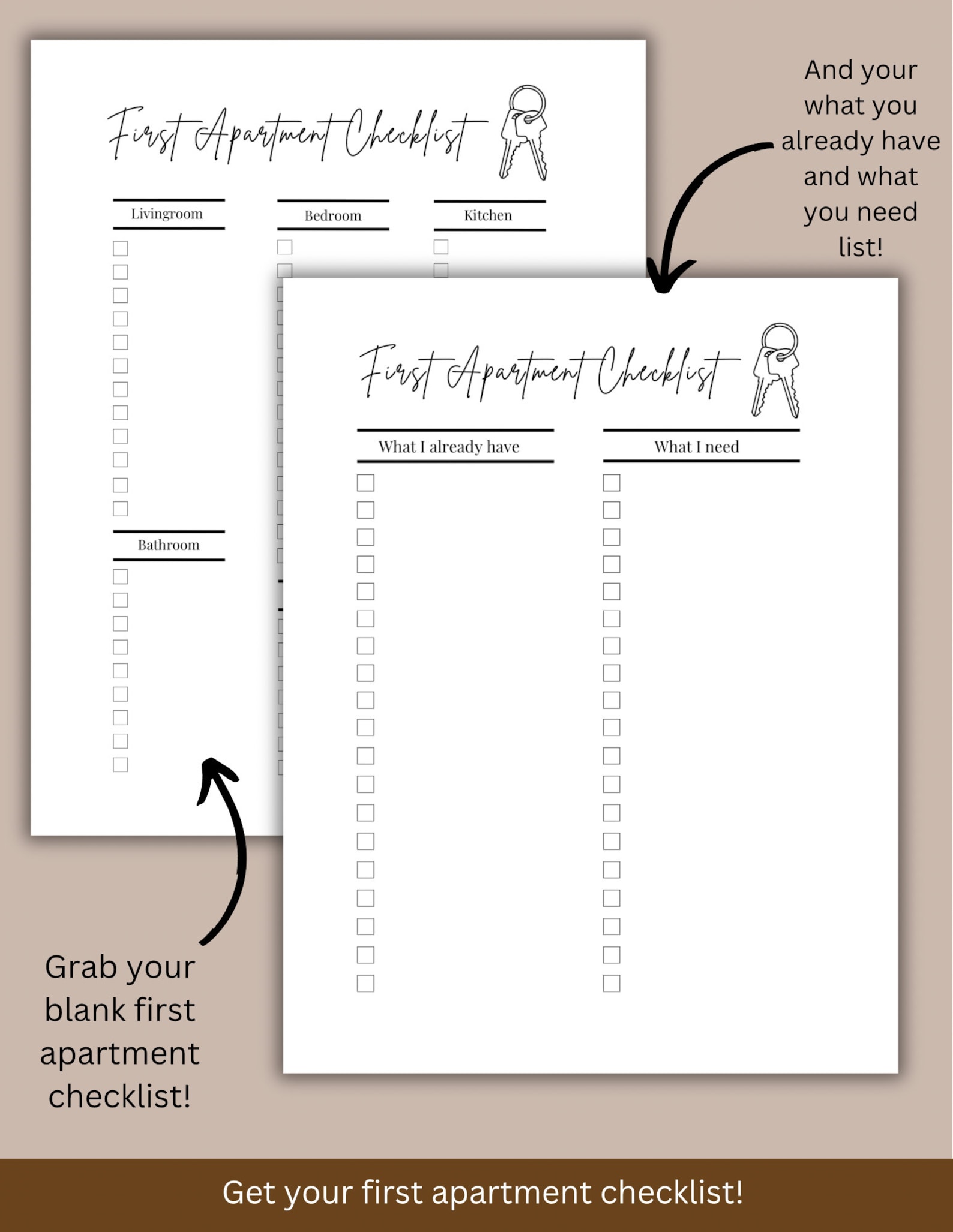 First Apartment Checklist Printable for Moving Out Planner New Home ...