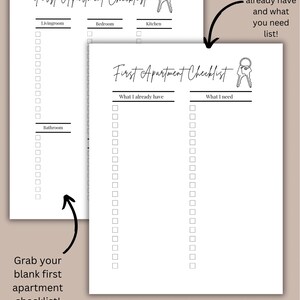 First Apartment Checklist Printable for Moving Out Planner New Home ...