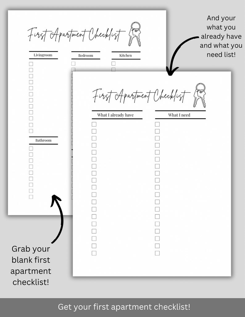 Complete First Apartment Checklist Printable for Moving Day Ultimate ...