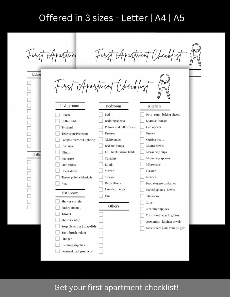 Ultimate First Apartment Checklist Printable for Moving in New Home ...