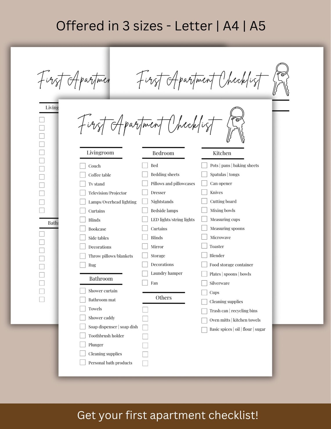 First Apartment Checklist Printable for Moving Out Planner New Home ...